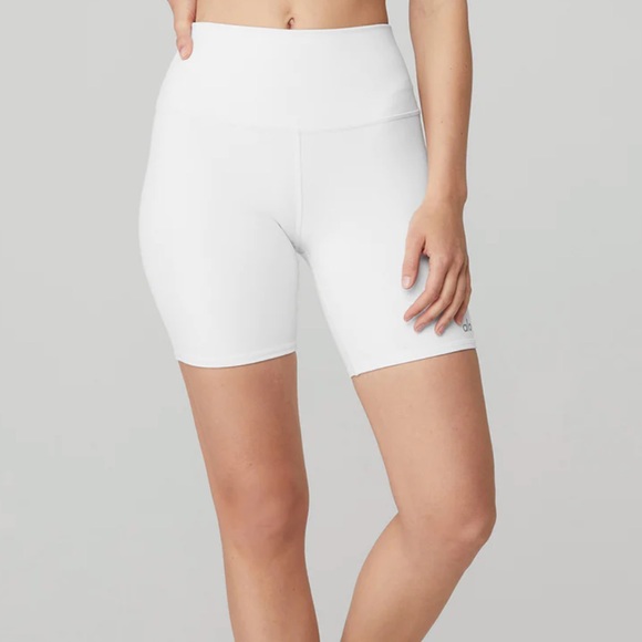 ALO Yoga | Shorts | Alo 7 White High Waist Biker Short | Poshmark